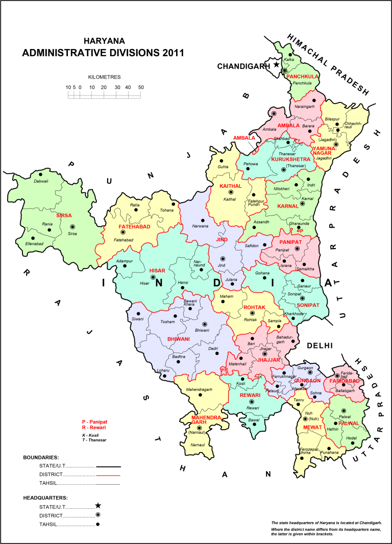 High Resolution Map of Haryana [HD] - BragitOff.com