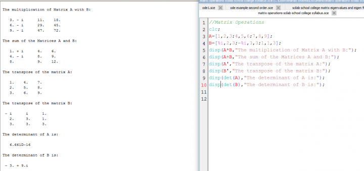 MATRIX OPERATION in SCILAB - BragitOff.com