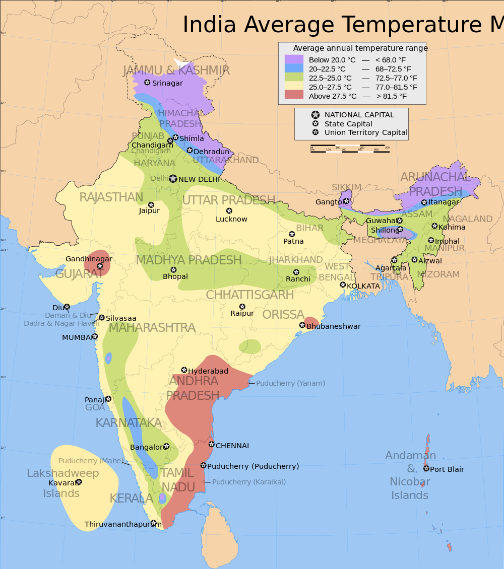 India-Annual-Temperature-Map - BragitOff.com
