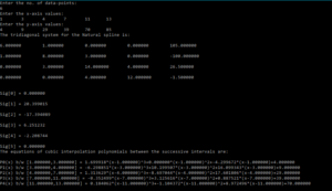 Cubic Spline (Piecewise Interpolation) - C PROGRAM - BragitOff.com