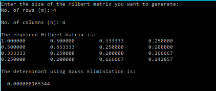 Determinant of the Hilbert Matrix - C PROGRAM - BragitOff.com